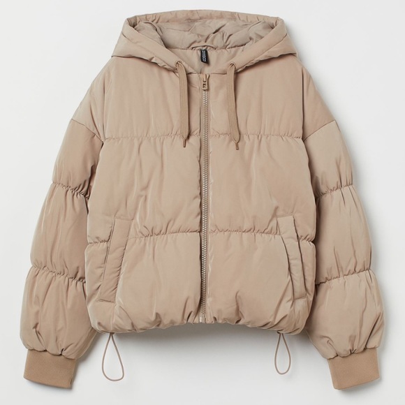 H&M | Jackets & Coats | Nwt Hm Tan Cropped Puffer Jacket Size M | Poshmark